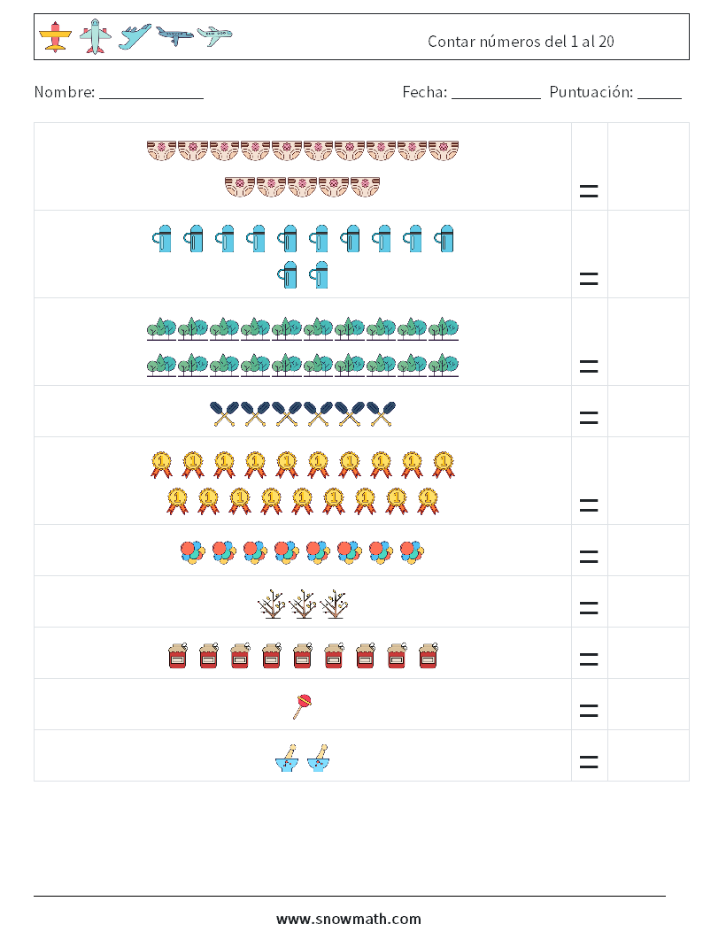 counting-numbers counting Hojas de trabajo, Hojas de trabajo de ...